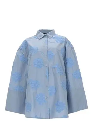 ROTATE BY BIRGER CHRISTENSEN Oversized Floral Applique Shirt - Multicolor