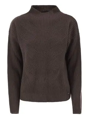 Herno Pure Wool Textured Knit Pullover - Brown