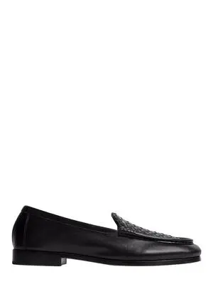 Bottega Veneta Silenzio Woven Leather Loafers - Black