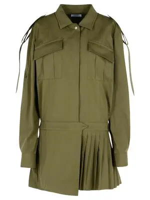 Off-White Cotton Shirt Dress - Green