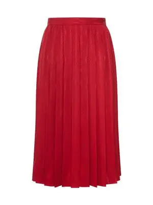 Gucci Jacquard Silk Midi Skirt With Gg Cross Chain - Red