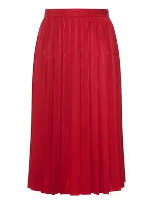 Gucci Silk Jacquard Midi Skirt With Gg Cross Chain - Red