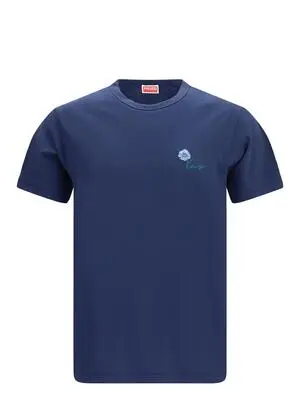 Kenzo Tulip Embroidered Cotton T-shirt - Blue