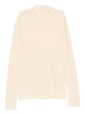 LEMAIRE Cotton High Neck Long Sleeve T-shirt - Cream