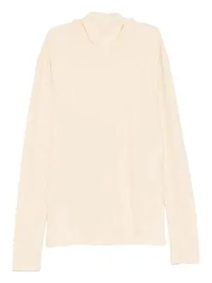 LEMAIRE LEMAIRE Cotton High Neck Long Sleeve T-shirt Cream