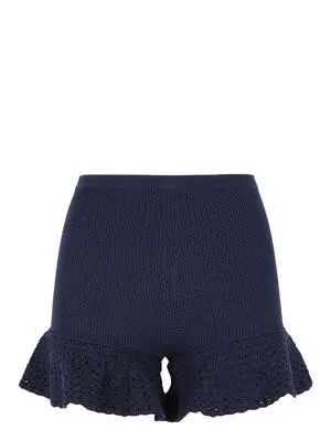 SELF-PORTRAIT Viscose Blend Shorts - Blue