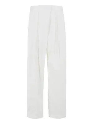 JIL SANDER Cotton And Silk Trousers - Cream