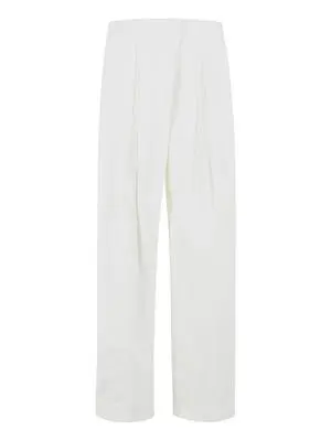 JIL SANDER Cotton And Silk Trousers - Cream