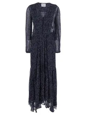 Isabel Marant Étoile Midi Dress 'briane' With V-neck And All-over Polka Dot Motif In Blue Viscose For - Multicolor
