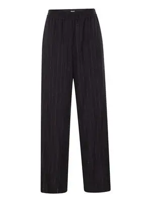 Brunello Cucinelli Sequined Pinstripe Trousers - Blue