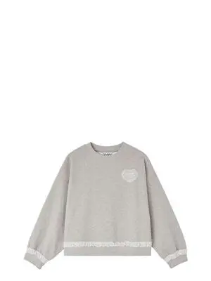 GANNI GANNI Organic Cotton Sweatshirt With Lace Details Gray