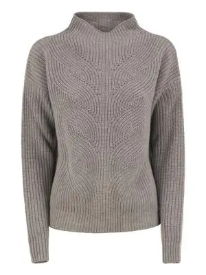 Herno Pure Wool Jumper With Textured Knit And High Neck - Gray