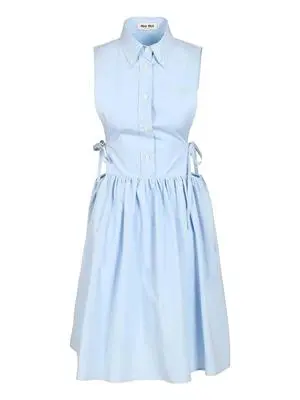 Miu Miu Sleeveless Poplin Dress - Blue