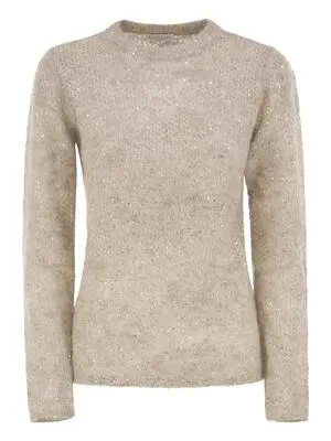 Brunello Cucinelli BRUNELLO CUCINELLI Mohair & Wool-Blend Sweater With Sequins Cream