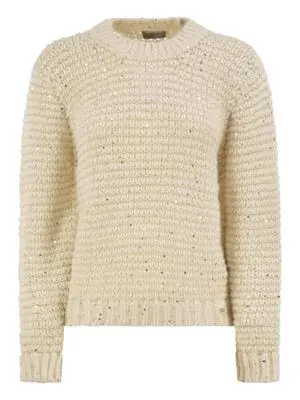 Herno Alpaca-blend Sequined Pullover - Cream