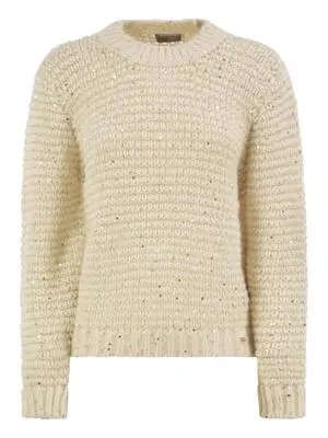 Herno Alpaca-blend Sequined Pullover - Cream