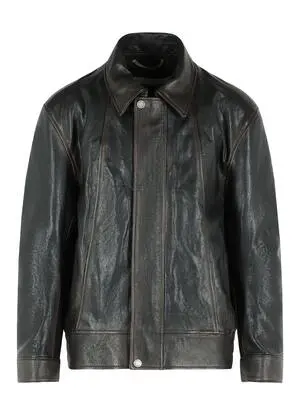 GOLDEN GOOSE Prince Leather Bomber Jacket - Brown