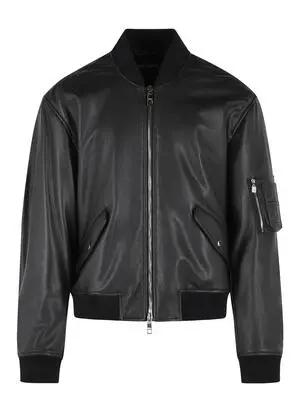 DOLCE & GABBANA Dolce & Gabbana Black Leather Bomber Jacket Men