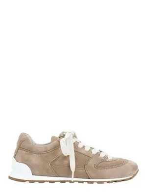 Brunello Cucinelli Antelope Suede Leather Slim Sneakers - Brown