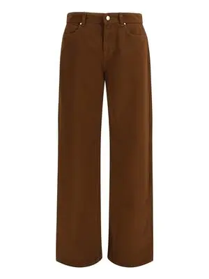 Max Mara Pure Cotton Satin Baggy Pants - Brown