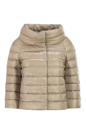 Herno HERNO Sofia Mini Cape With 3/4 Sleeves Cream