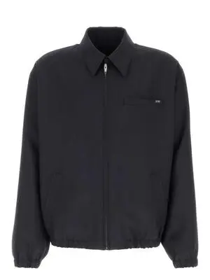 Prada Midnight Wool Blend Bomber Jacket - Blue