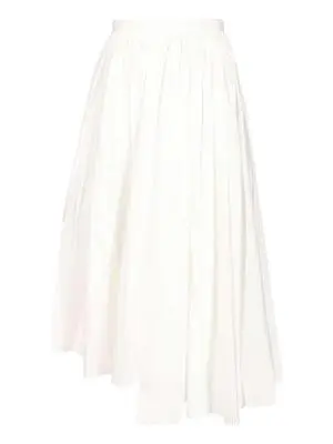 SELF-PORTRAIT Poplin Midi Skirt - White