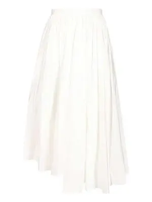 SELF-PORTRAIT Poplin Midi Skirt - White