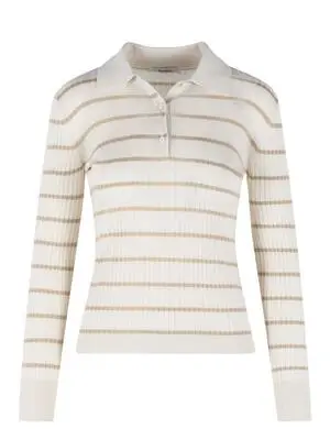 Max Mara Cashmere And Silk Striped Sweater - Cream