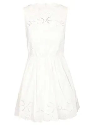 SELF-PORTRAIT Embroidered Cotton Mini Dress - White