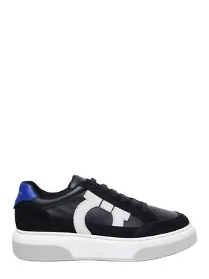 FERRAGAMO Leather Blend Sneakers - Black