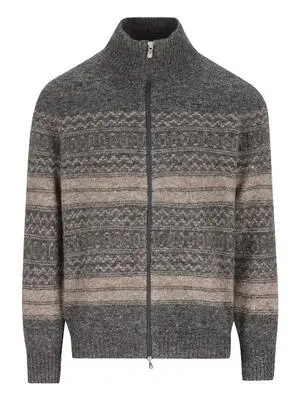 Brunello Cucinelli Brunello Cucinelli Alpaca, Cashmere, Wool, And Nylon Cardigan Gray