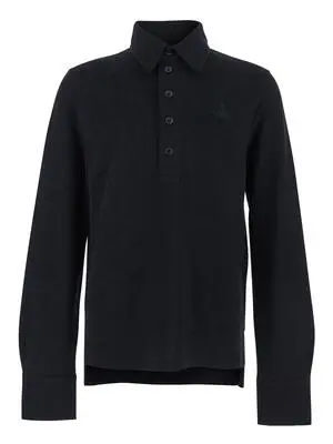 VIVIENNE WESTWOOD Black Long Sleeve Polo With Tone-on-tone Orb In Cotton For - Multicolor