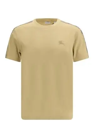Burberry T-shirt With Check Trims - Cream