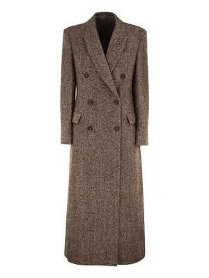 Brunello Cucinelli Double-breasted Wool And Alpaca Herringbone Coat - Brown