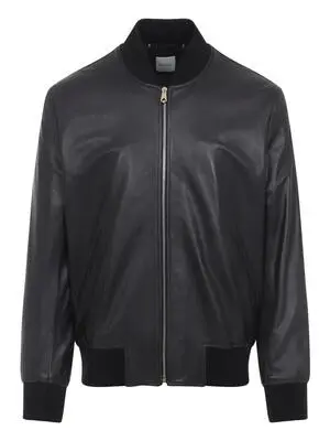 Paul Smith Leather Bomber Jacket - Black