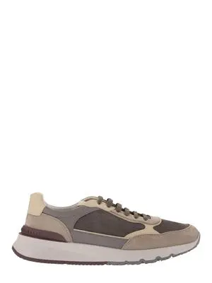 Brunello Cucinelli Leather And Suede Runner Sneakers Gray