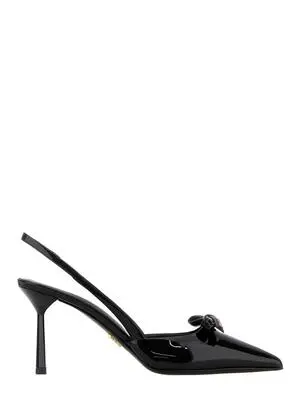 PRADA PRADA Patent Leather Slingbacks With Bow