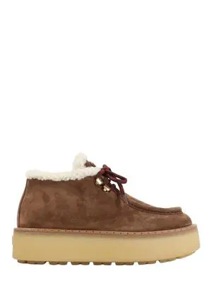 Prada Suede Lace-up Ankle Boots - Brown
