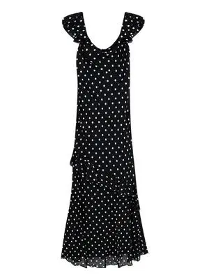SELF-PORTRAIT Polka-dot Viscose Dress - Black