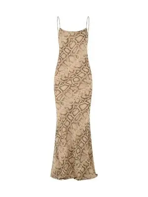 Andamane Snake Print 'ninfea' Polyester Dress - Cream