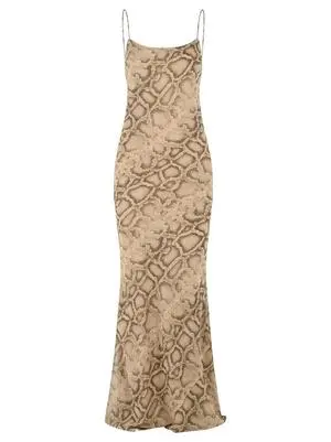 Andamane Printed Polyester Dress - Cream