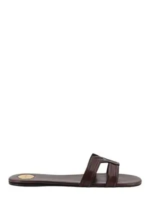 Saint Laurent Mabrouka Vegetable-tanned Leather Slippers - Brown