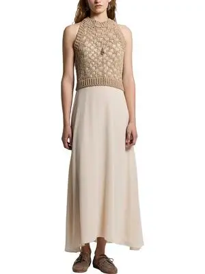 PESERICO PESERICO Crochet Detail Sleeveless Maxi Dress