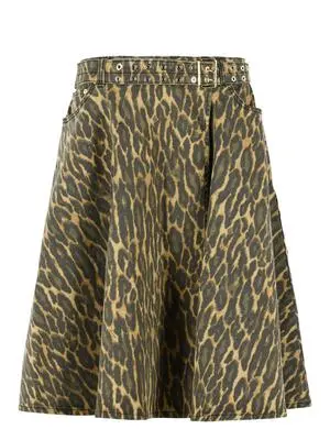 GANNI Ganni Leopard Skirt In Cotton Women