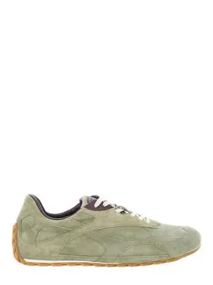 Bottega Veneta Orbit' Khaki Sneakers With Logo Lettering On The Back In Suede For - Green