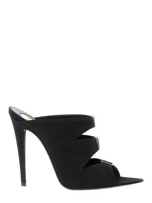 Saint Laurent Emilie Crêpe Satin Heeled Sandals - Black