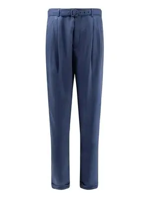 Saint Laurent Silk Trousers With Belt - Multicolor