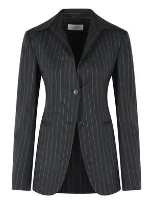 Sportmax Rive' Tight Blazer In Virgin Wool Blend - Black