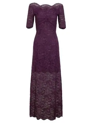 Rabanne PACO RABANNE Floral Lace Evening Dress Purple